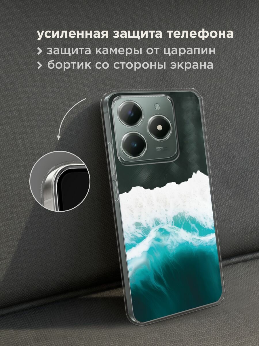 Чехол на Realme C61 4G (Global) / Реалми C61 4G с принтом "Большая волна", прозрачный — фото 1