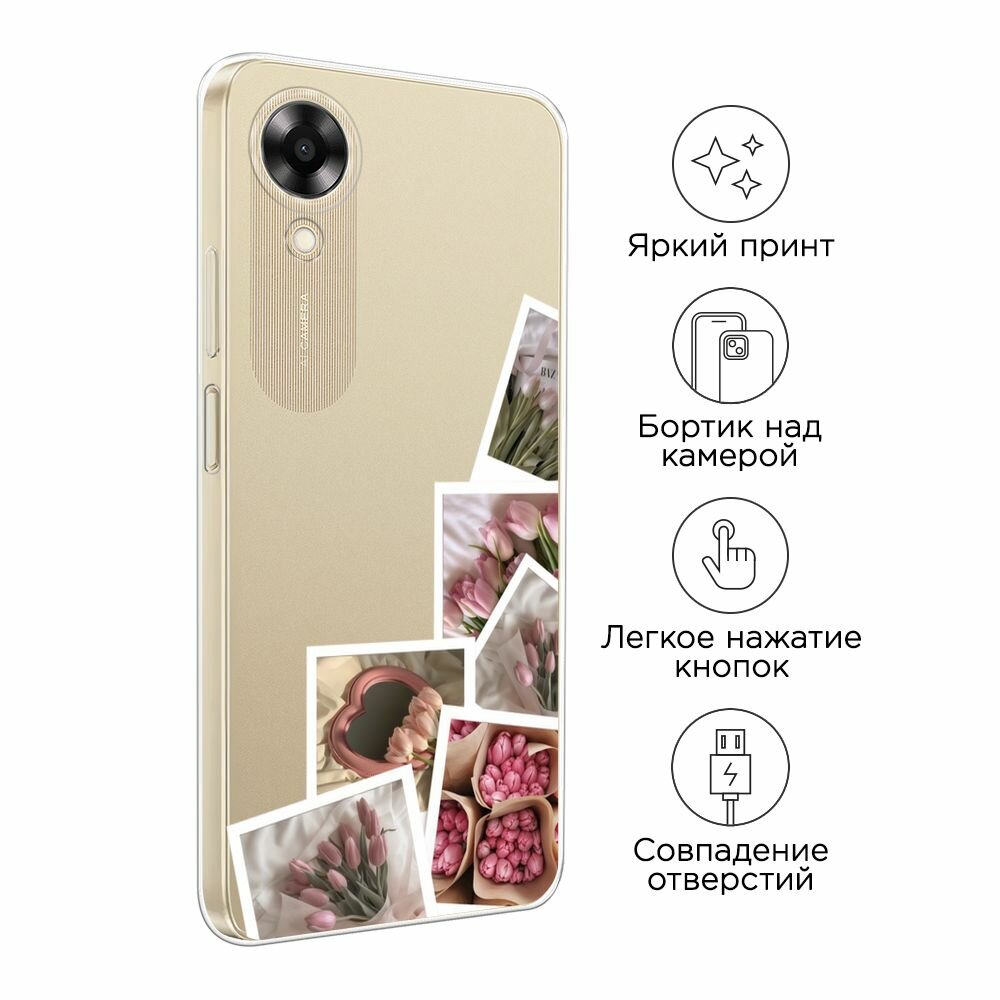 Чехол на Oppo A17K / Оппо A17K с принтом "Весенние фото - 8 марта", прозрачный — фото 1