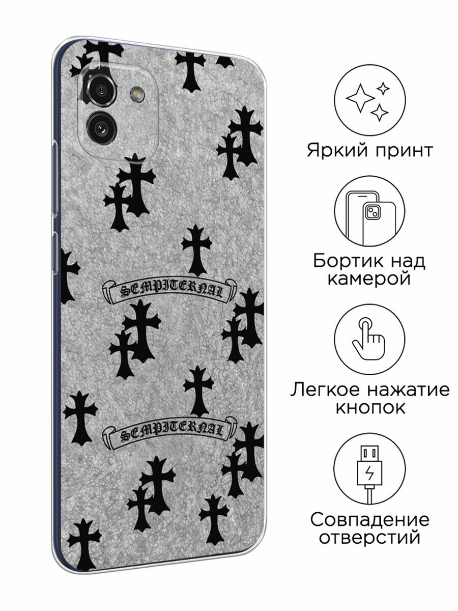 Чехол на Samsung Galaxy A03 / Самсунг Галакси А03 с принтом "Кресты паттерн 3" — фото 1