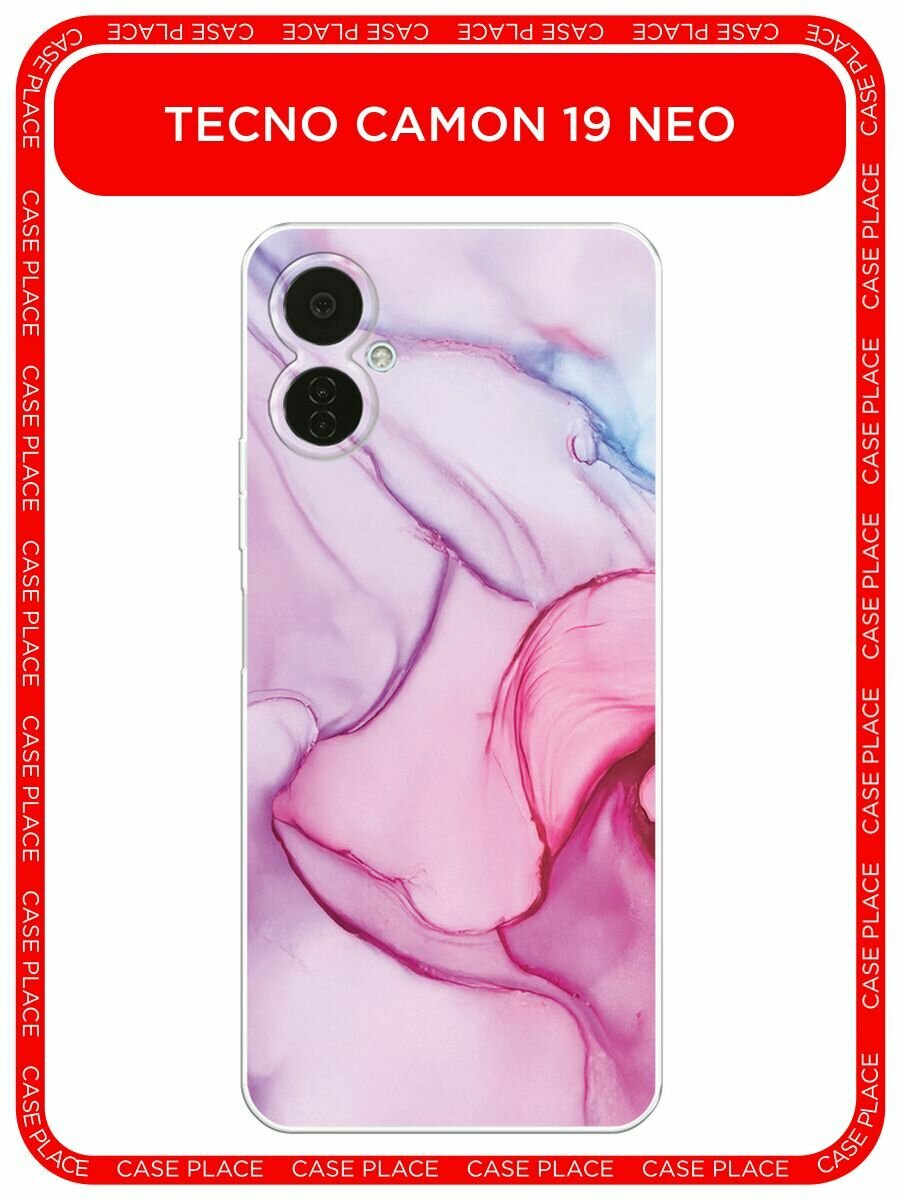 Чехол на Tecno Camon 19 Neo / Техно Камон 19 Нео с принтом "Розовые мраморные разводы"