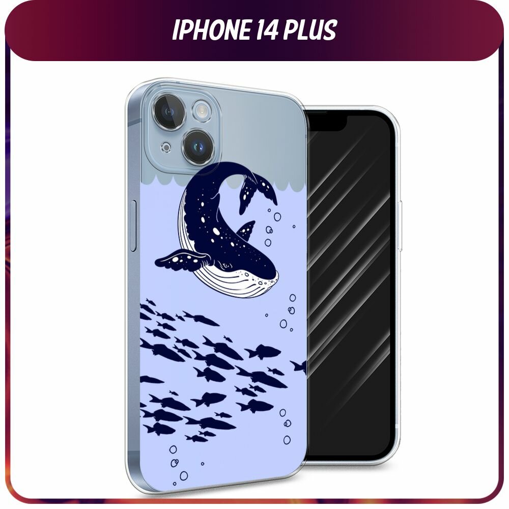 Чехол на Apple iPhone 14 Plus / Айфон 14 Плюс с принтом Подводный мир кита, прозрачный