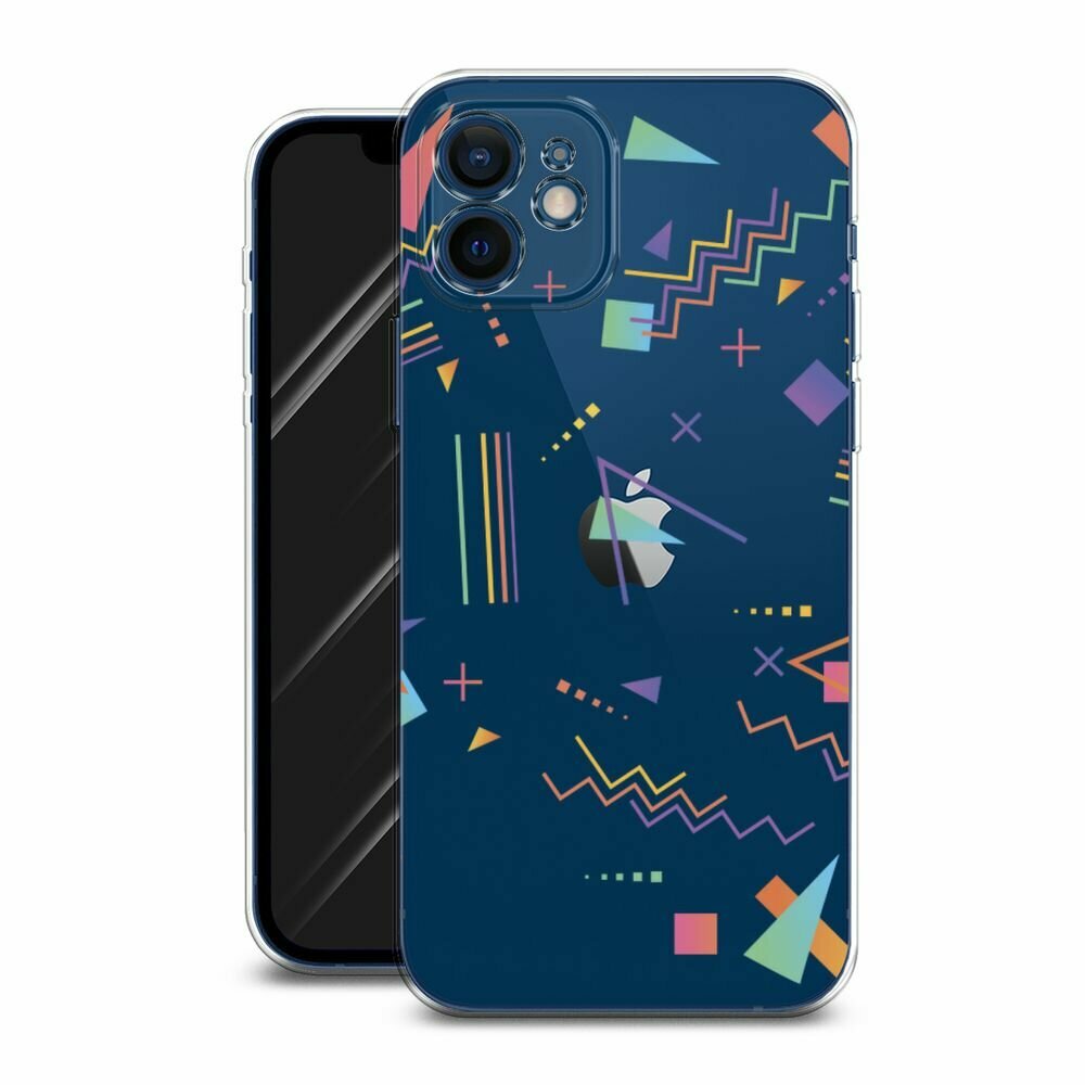 Чехол на Apple iPhone 12 mini / Айфон 12 Мини с принтом Случайный порядок, прозрачный — фото 1