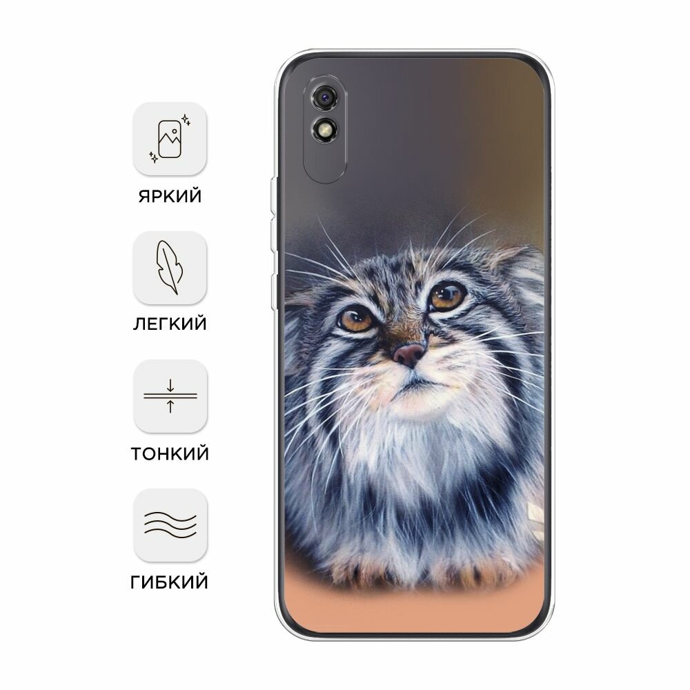 Чехол на Xiaomi Redmi 9A / Сяоми Редми 9А с принтом "Кот манул 2" — фото 1