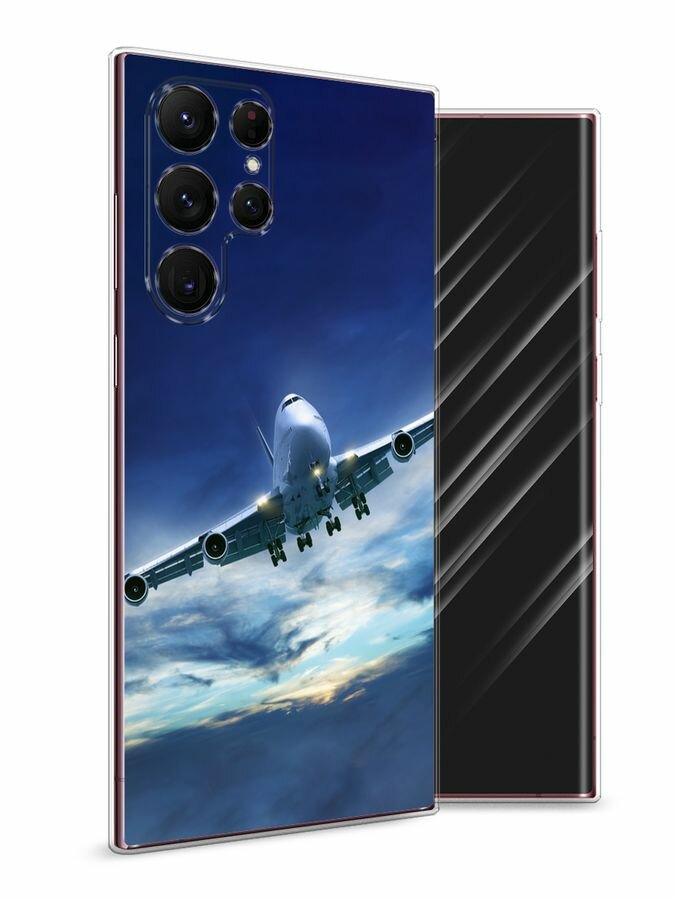 Чехол на Samsung Galaxy S22 Ultra / Самсунг Галакси S22 Ультра с принтом "Самолет в небе"