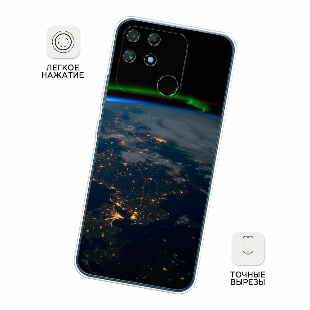 Чехол на Realme Narzo 50A / Реалми Нарзо 50A с принтом "Земля из космоса" — фото 1