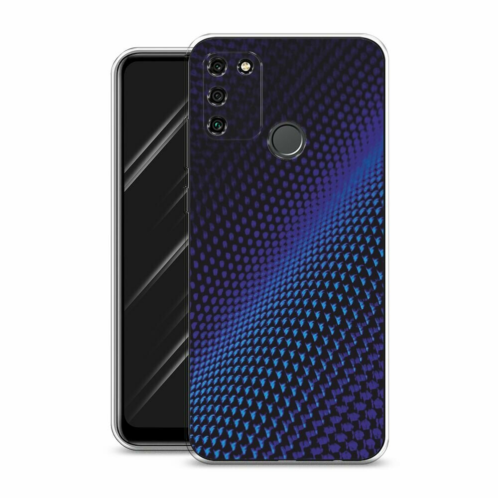 Силиконовый чехол на Honor 9A / Хонор 9А с принтом "Синий карбон" — фото 1
