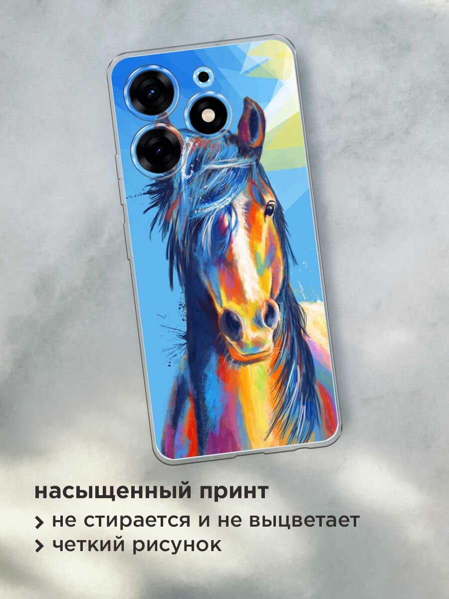 Чехол на Tecno Spark 10 Pro / Текно Спарк 10 Про с принтом "Лошадь арт 3" — фото 1
