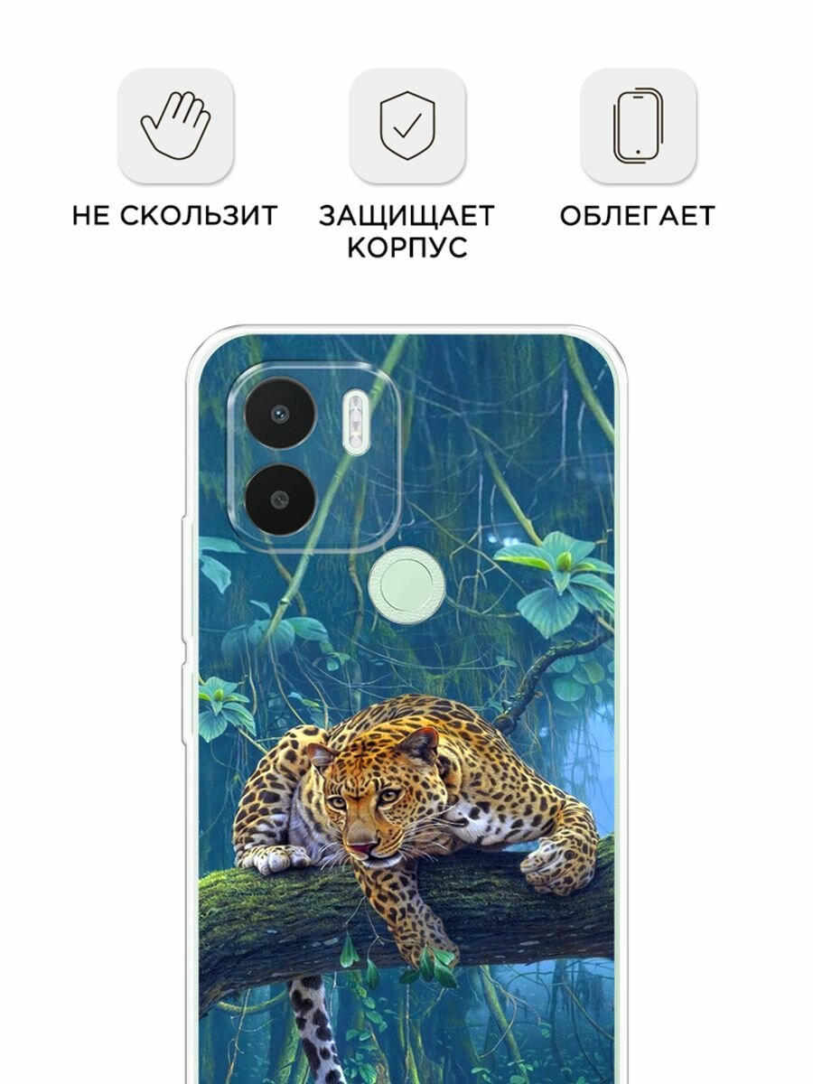Чехол на Xiaomi Redmi A1+/Redmi A2+/Poco C51/C50 / Редми A1+ с принтом "Леопард охотник" — фото 1