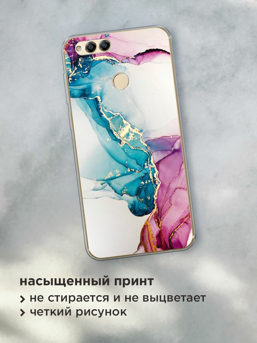 Чехол на Honor 7X / Хонор 7Х с принтом "Розовые разводы рисунок" — фото 1