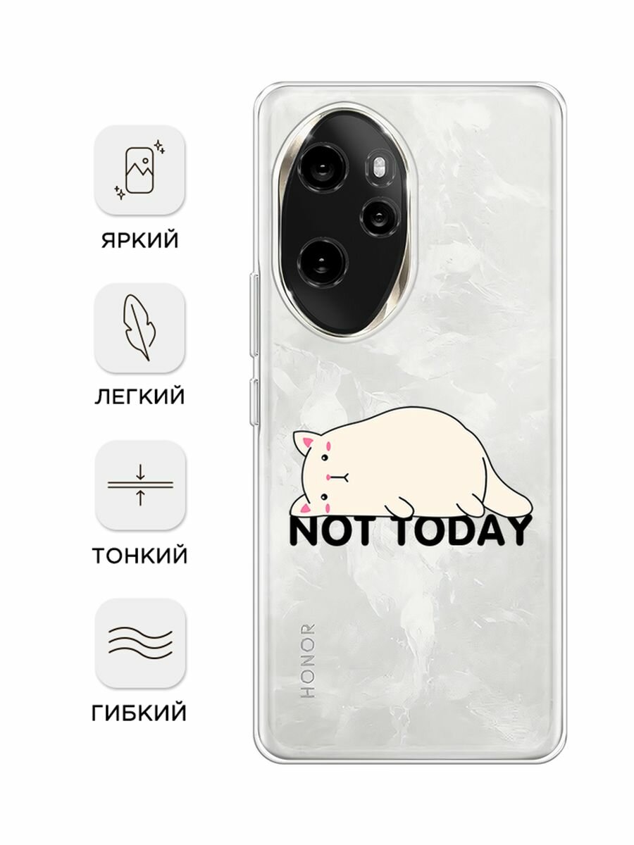 Чехол на Honor 100 Pro / Хонор 100 Про с принтом "Cat not today", прозрачный — фото 1