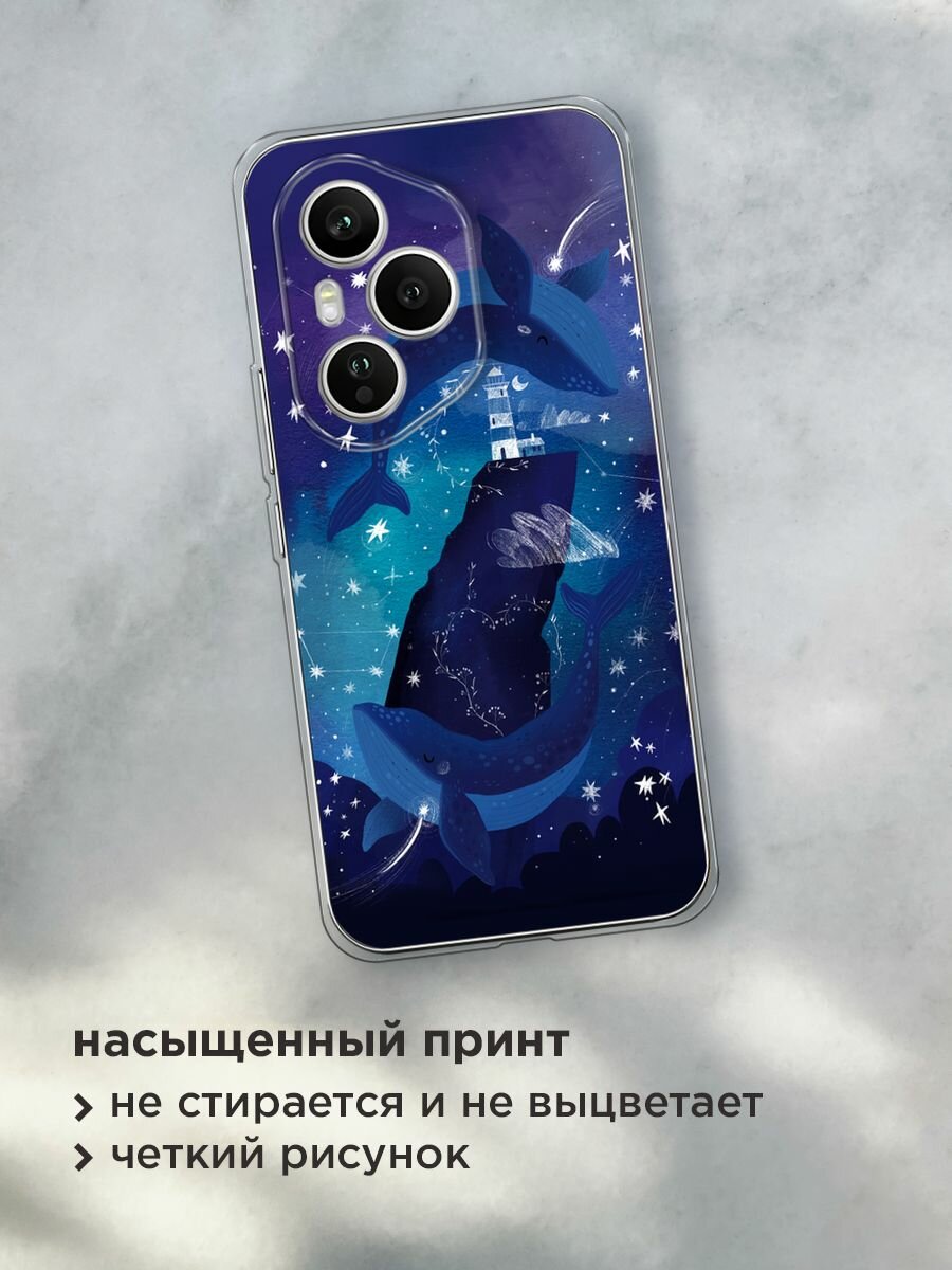 Чехол на Honor 400 Pro / Хонор 400 Про с принтом "Ночные киты" — фото 1