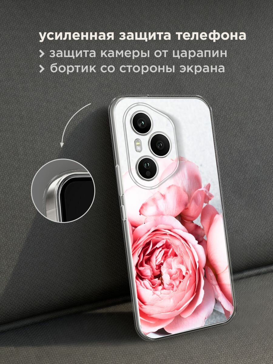Чехол на Honor 400 Pro / Хонор 400 Про с принтом "Пионы на белом" — фото 1