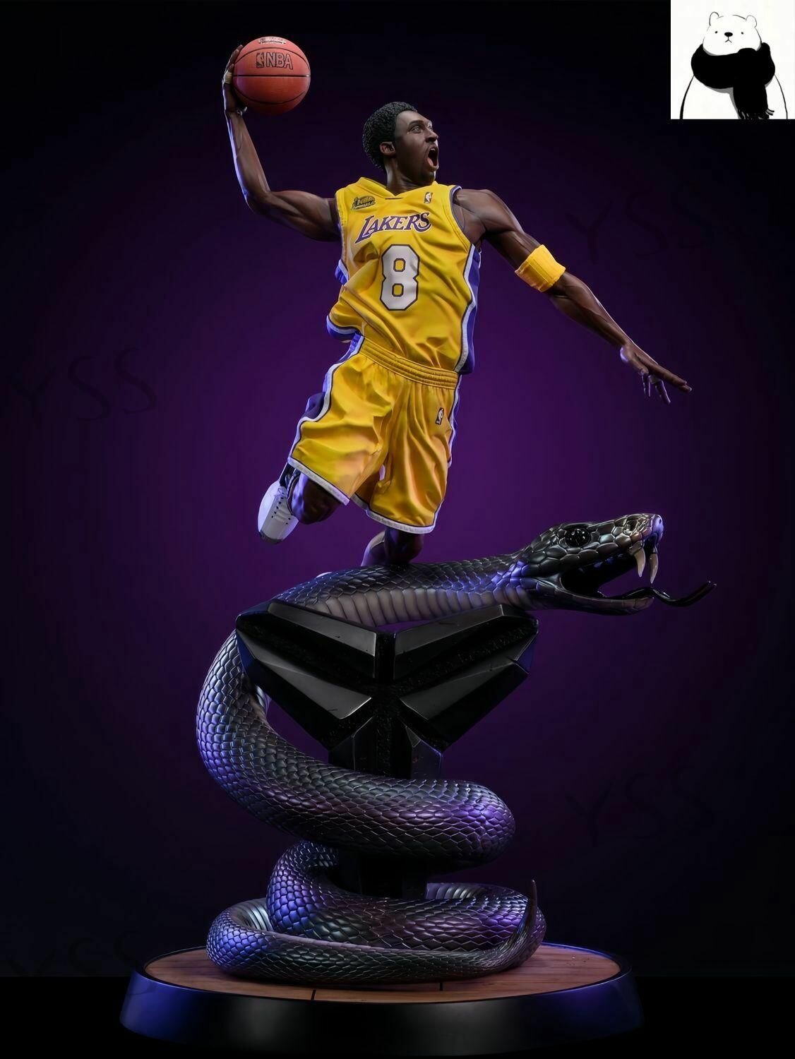 Фигурка Коби Брайант 40 CM , Kobe Bean Bryant Основа из черной мамбы , Трикотаж № 8
