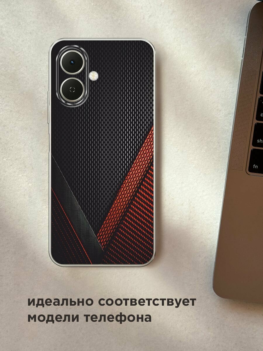 Чехол на Tecno Spark Go 2 / Текно Спарк Го 2 с принтом "Красный карбон" — фото 1