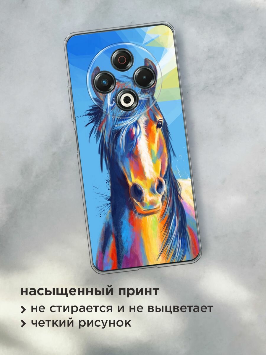 Чехол на Tecno Spark 30 / Текно Спарк 30 с принтом "Лошадь арт 3" — фото 1
