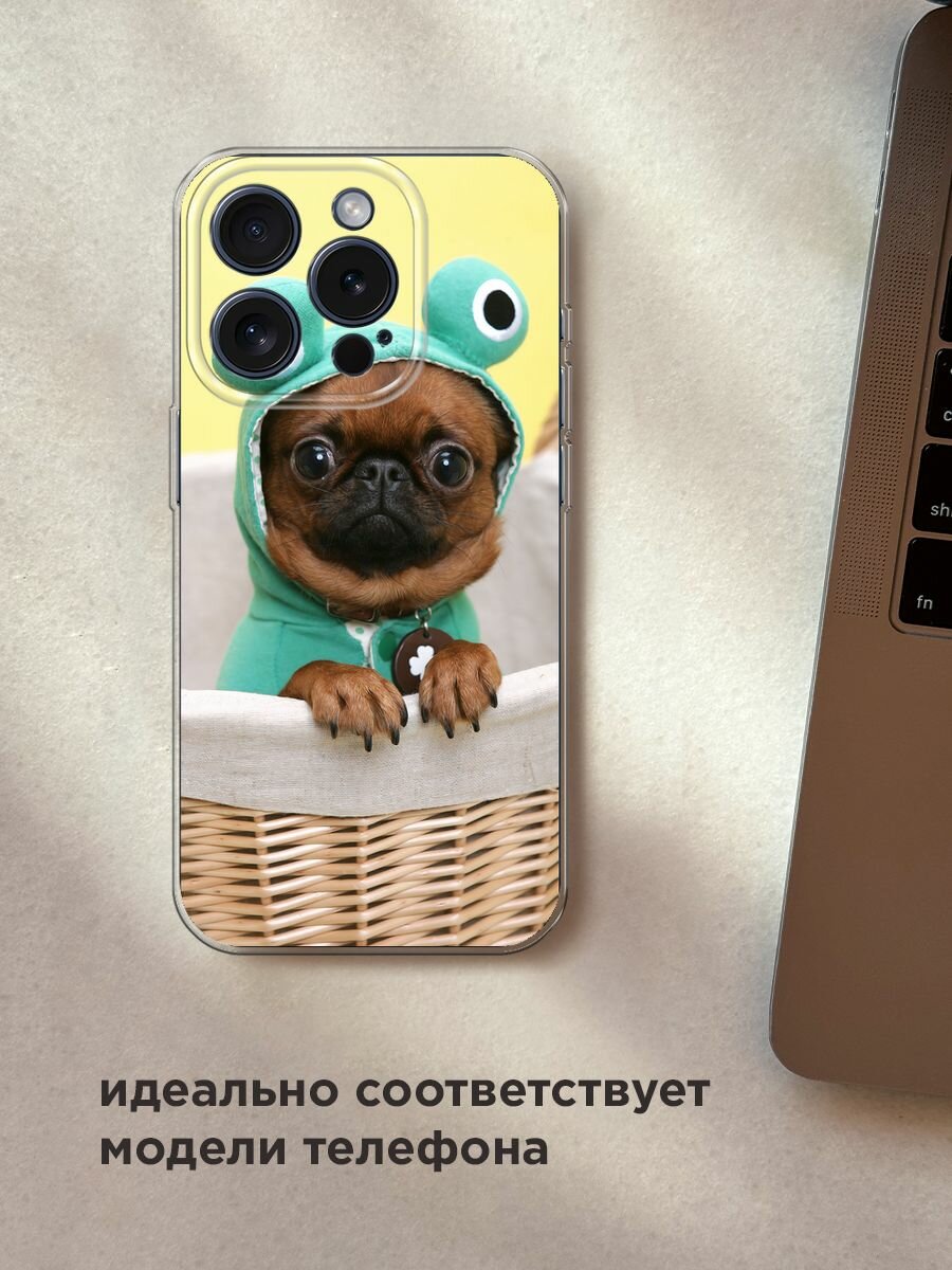 Чехол на Apple iPhone 15 Pro / Айфон 15 Про с принтом "Собачка в шапке лягушки" — фото 1