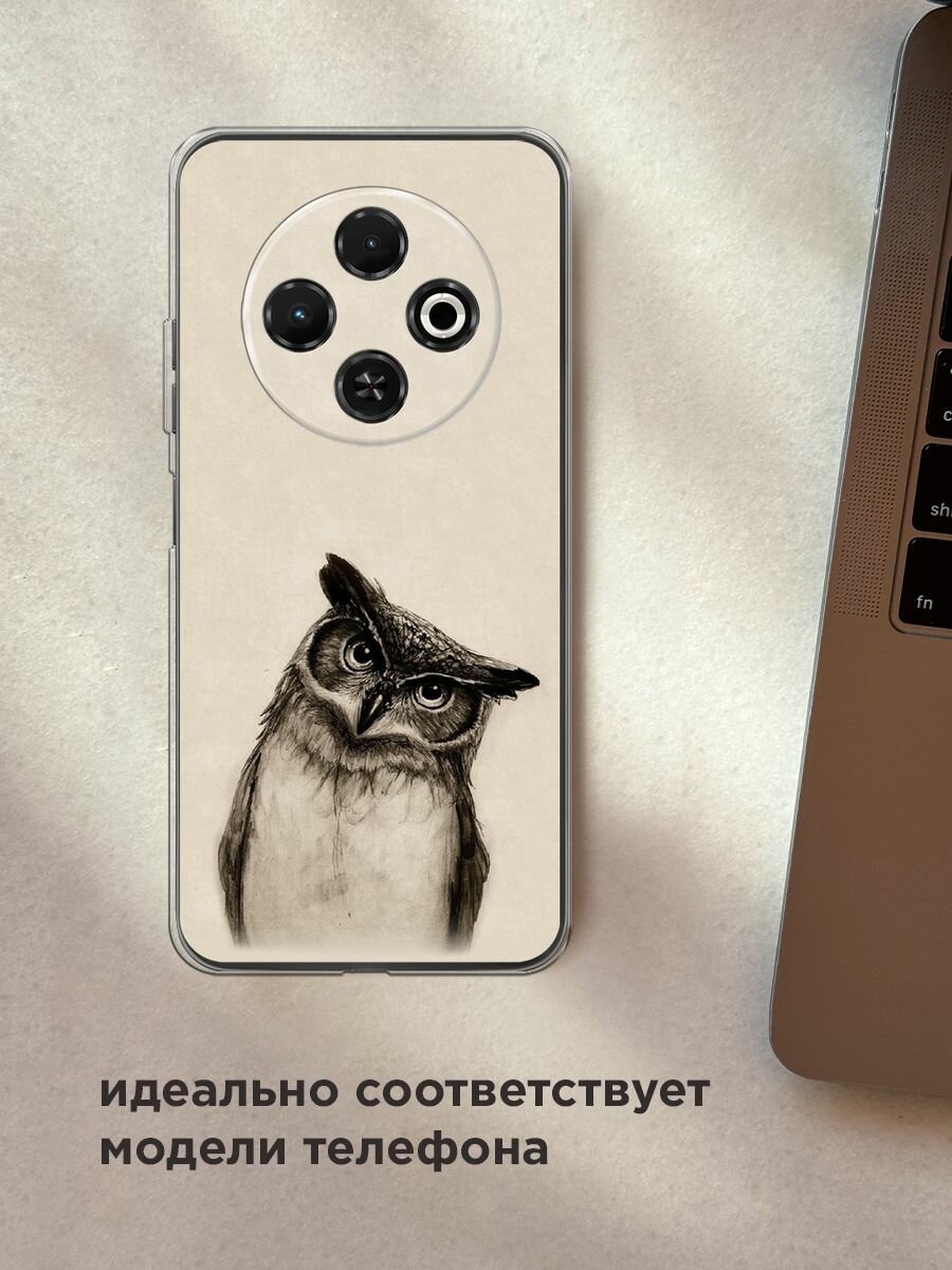 Силиконовый чехол на Tecno Spark 30C / Текно Спарк 30C с принтом "Сова" — фото 1