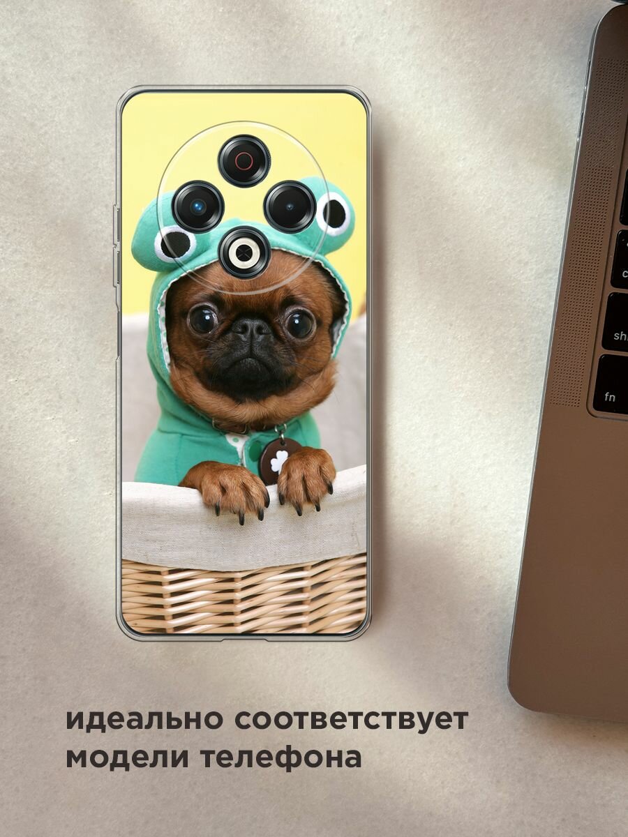 Чехол на Tecno Spark 30 / Текно Спарк 30 с принтом "Собачка в шапке лягушки" — фото 1