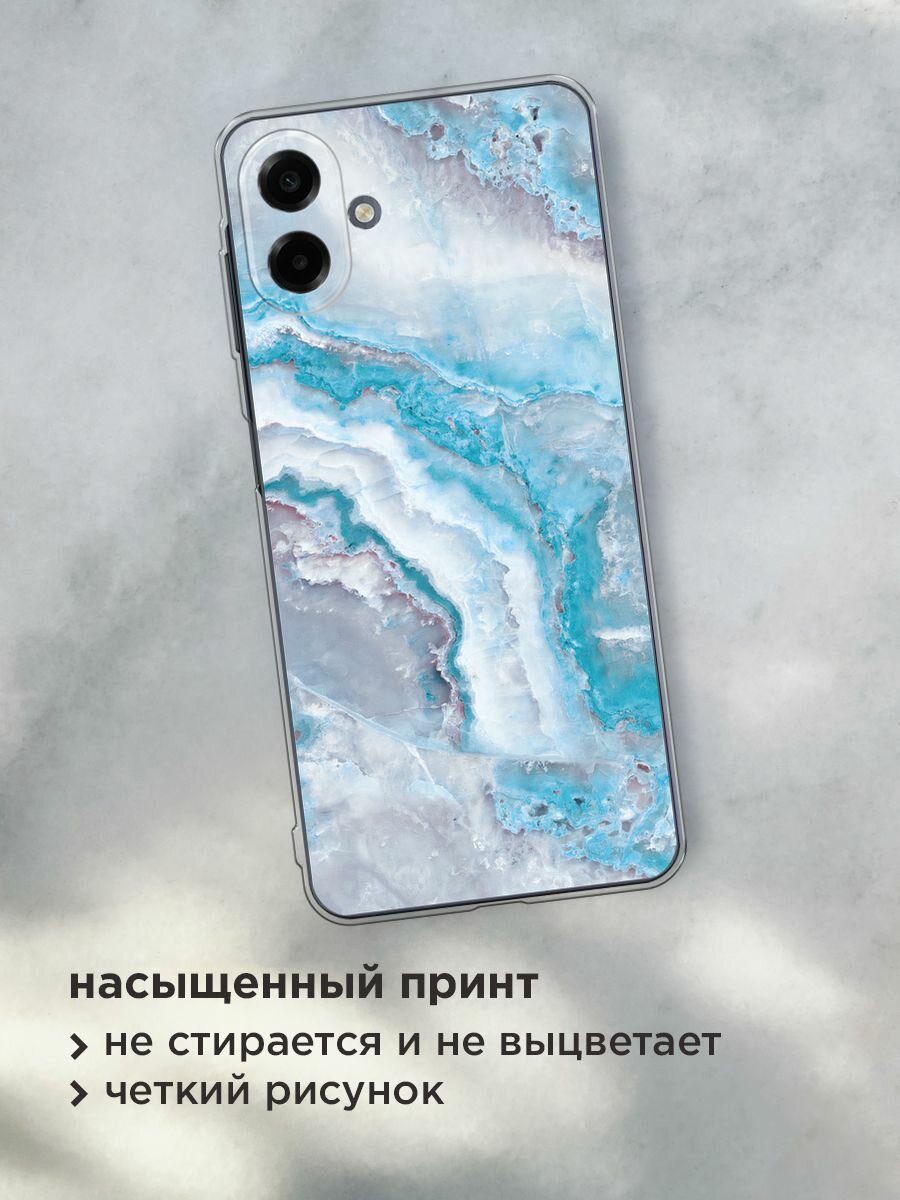 Чехол на Samsung Galaxy A07 / Самсунг А07 с принтом "Нежно-голубой мрамор" — фото 1