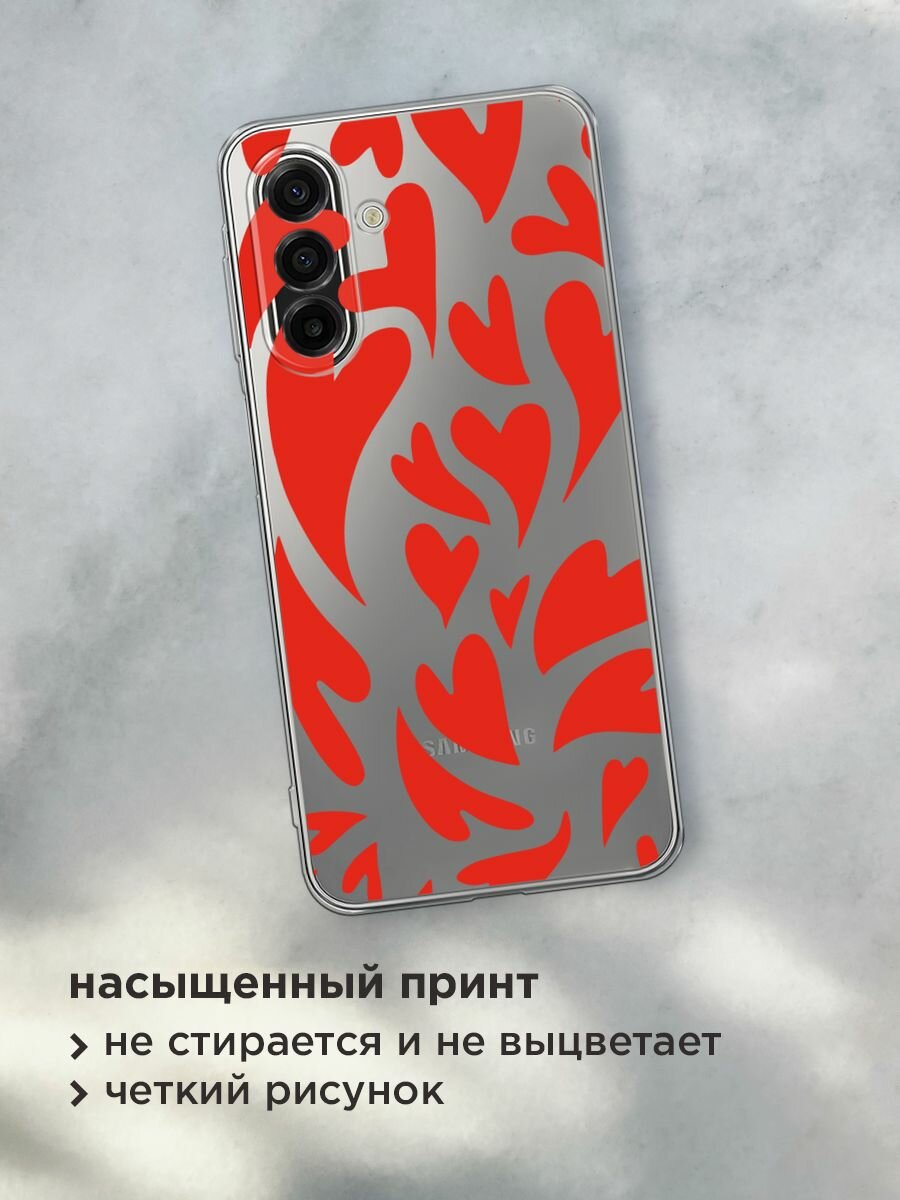 Чехол на Samsung Galaxy A17 / Самсунг А17 с принтом "Crazy hearts 2 - 14 февраля", прозрачный — фото 1