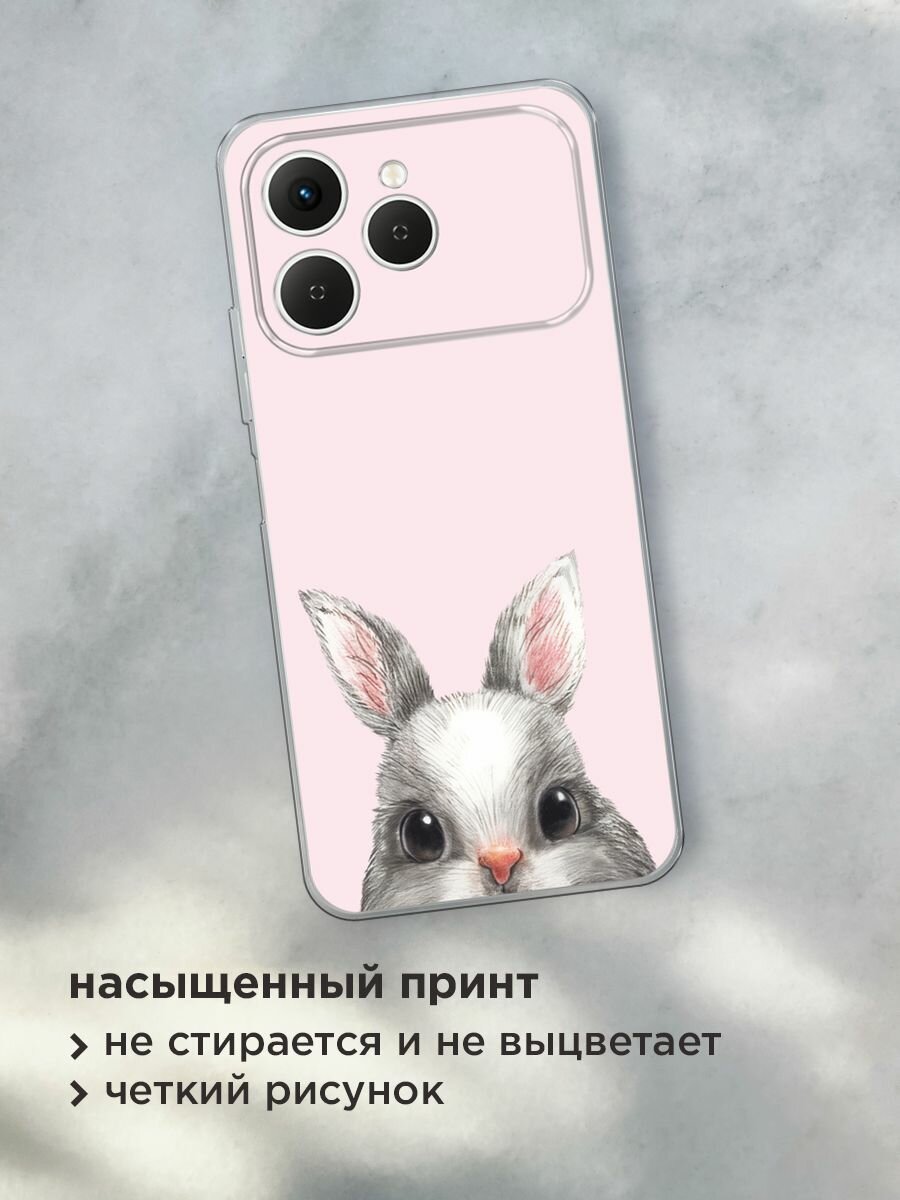 Чехол на Tecno Spark 40 / Текно Спарк 40 с принтом "Карандашный кролик 1 - 8 марта" — фото 1