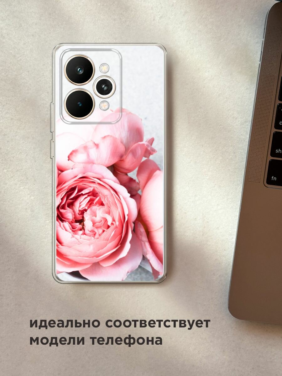 Чехол на Realme 15 Pro / Реалми 15 Про с принтом "Пионы на белом" — фото 1