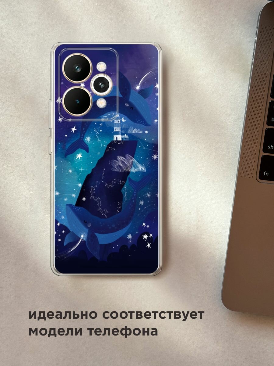 Чехол на Realme 15 Pro / Реалми 15 Про с принтом "Ночные киты" — фото 1