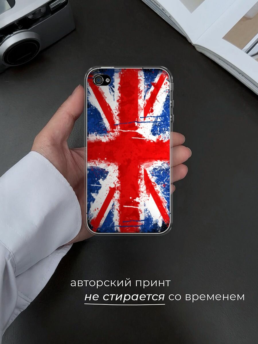 Чехол на Apple iPhone 4/4S / Айфон 4/4S с принтом "Флаг Великобритании 2" — фото 1