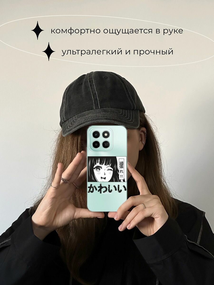 Чехол на Honor X6c / Хонор X6c с принтом "Cute anime girl", прозрачный — фото 1