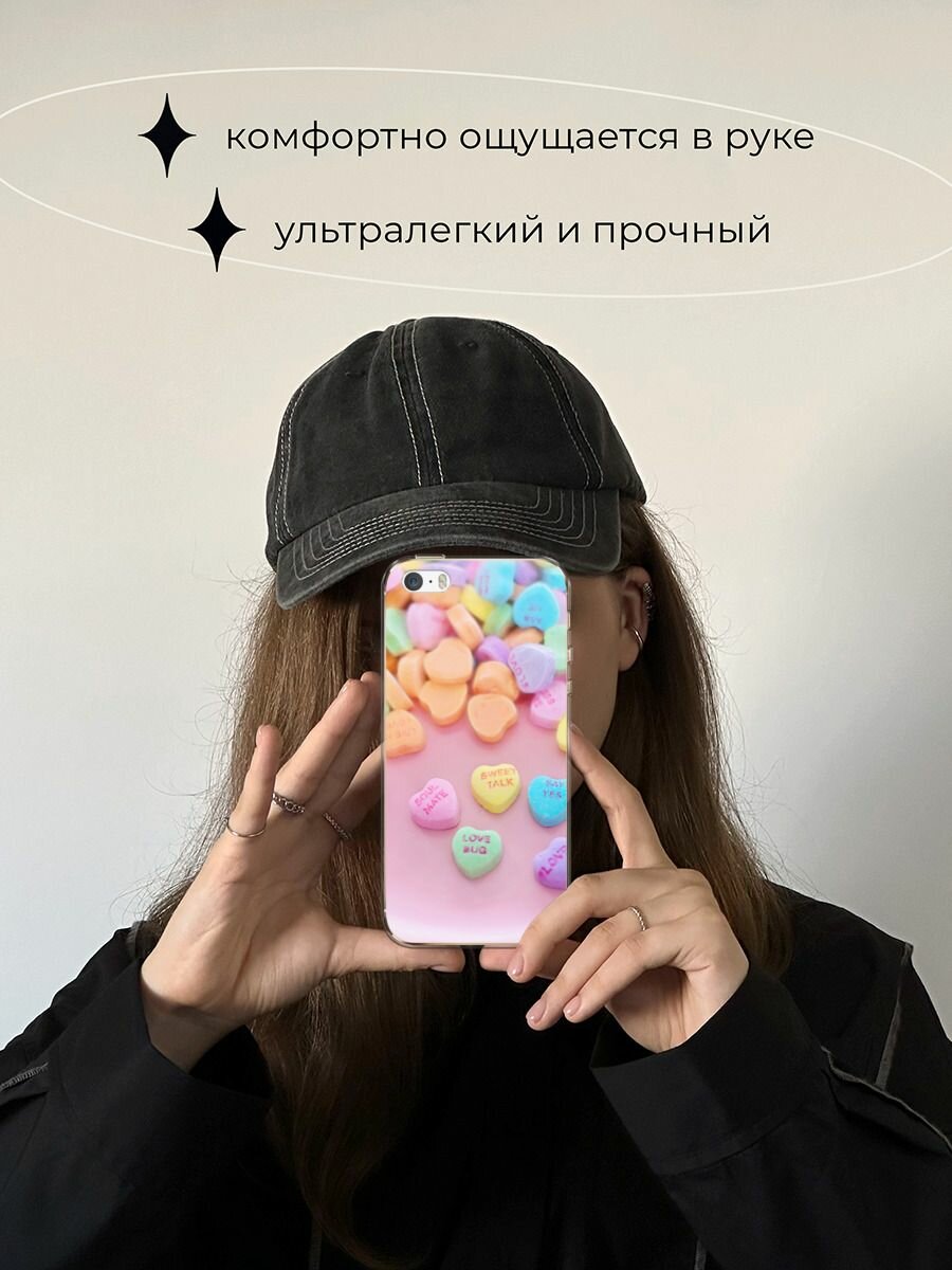 Чехол на Apple iPhone 5/5S/SE / Айфон 5/5S/SE с принтом "Конфетки сердечки 2" — фото 1