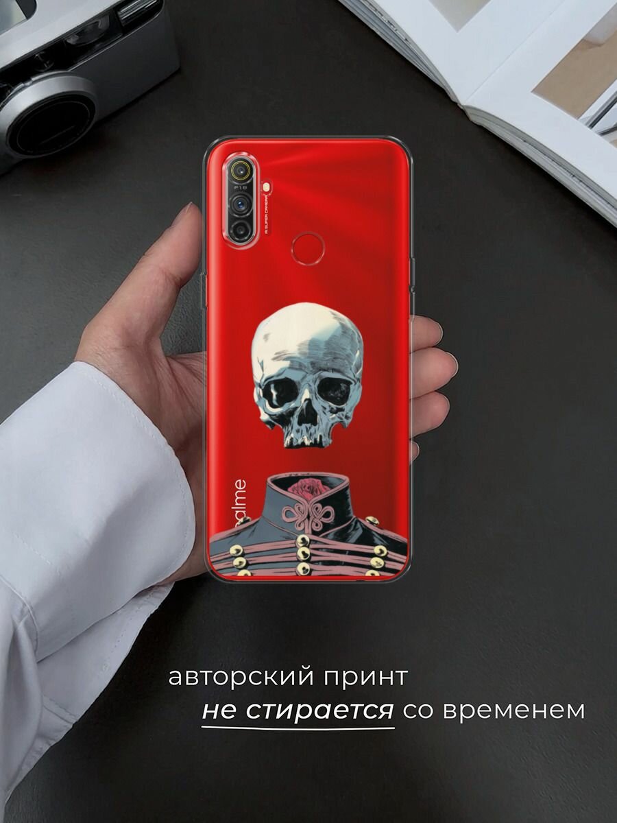 Чехол на Realme C3 / Реалми C3 с принтом "Гусар", прозрачный — фото 1