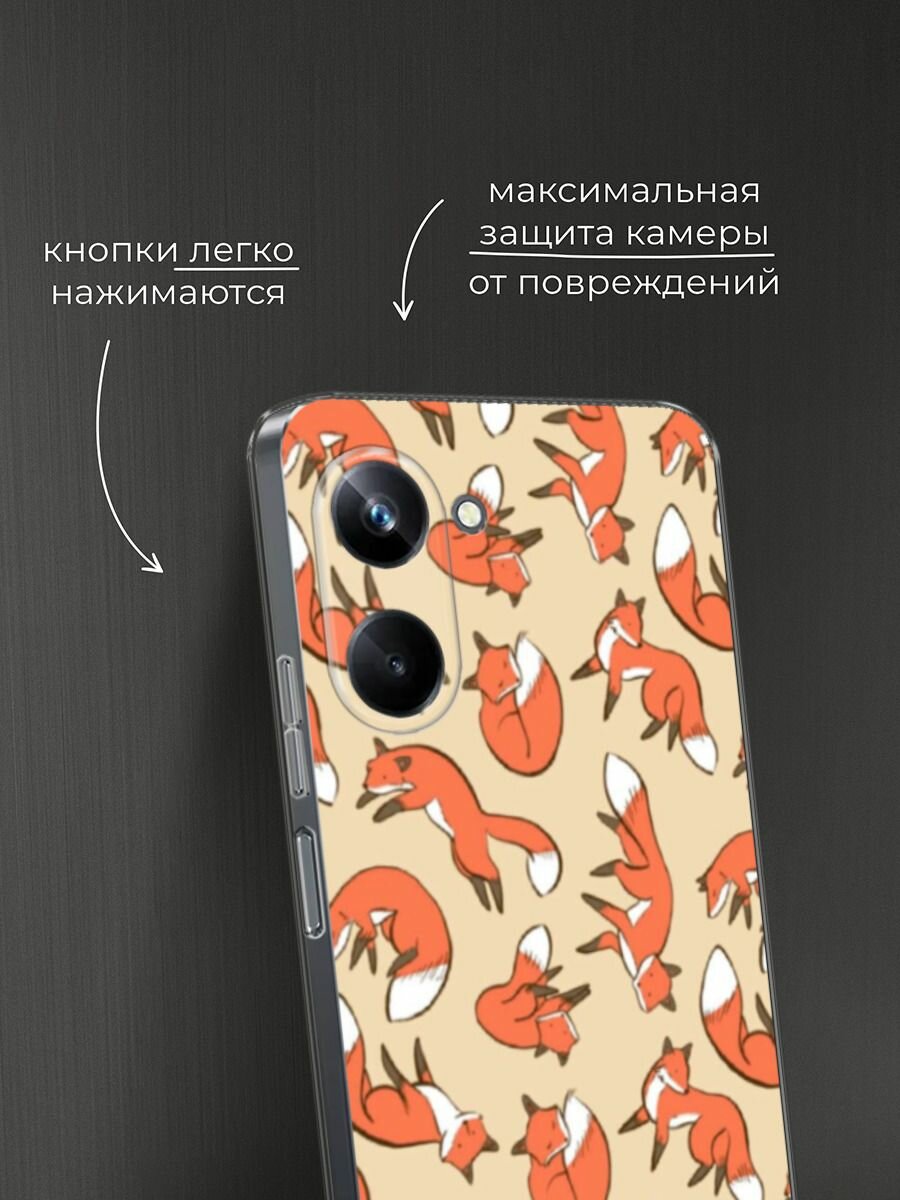 Чехол на Realme 10 Pro / Реалми 10 Про с принтом "Лисички фон" — фото 1