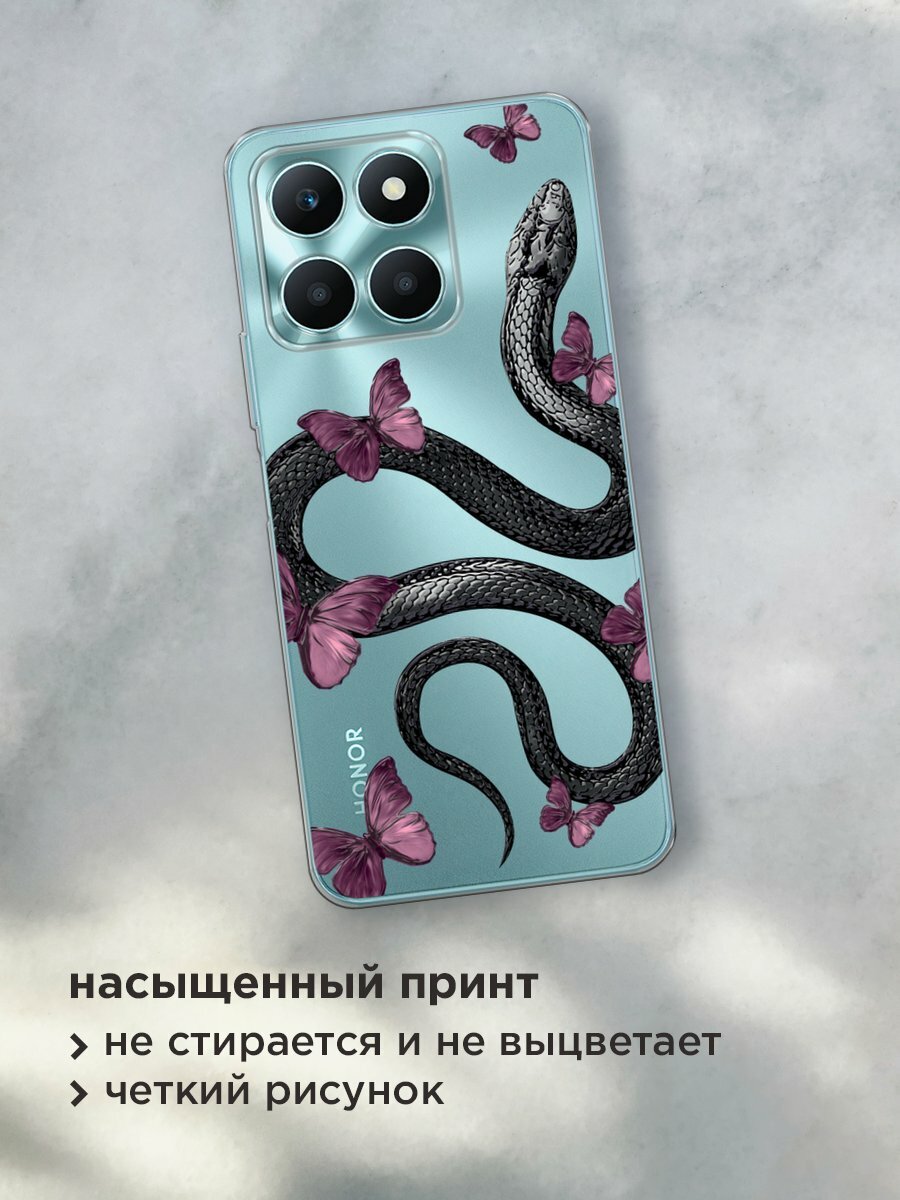 Чехол на Honor X6A / Хонор X6A с принтом "Snake and butterflies 2" — фото 1