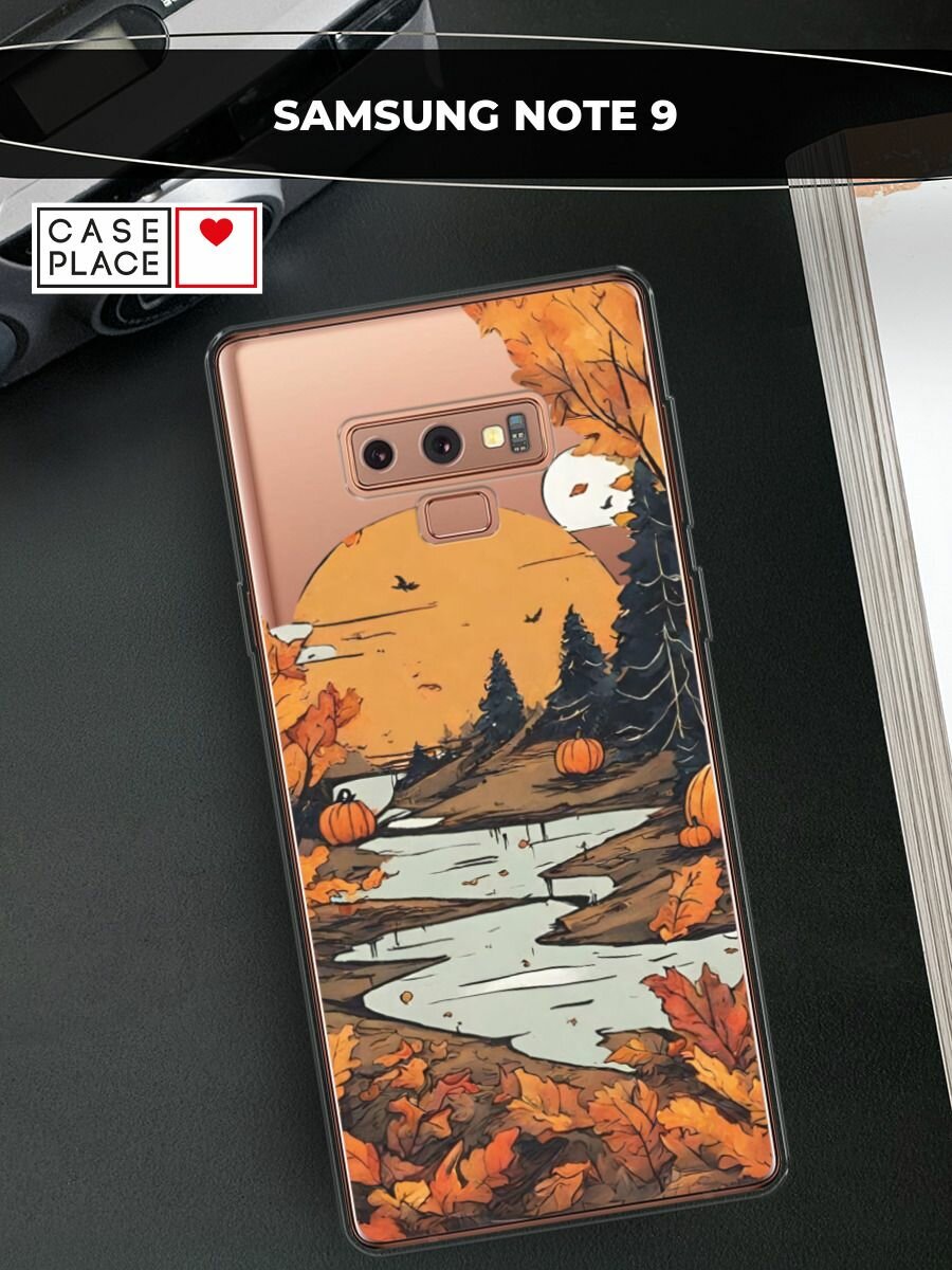 Чехол на Samsung Galaxy Note 9 / Самсунг Галакси Нот 9 с принтом "Осенний лесной уголок", прозрачный