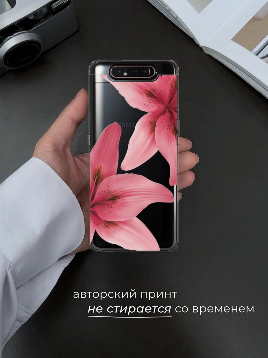 Чехол на Samsung Galaxy A80 / Самсунг Гэлакси A80 с принтом "Pink flower" — фото 1