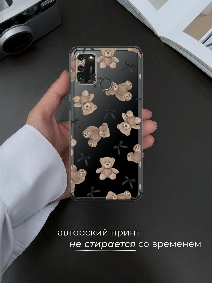 Чехол на Honor 9A / Хонор 9А с принтом "Плюшовые мишки 2", прозрачный — фото 1