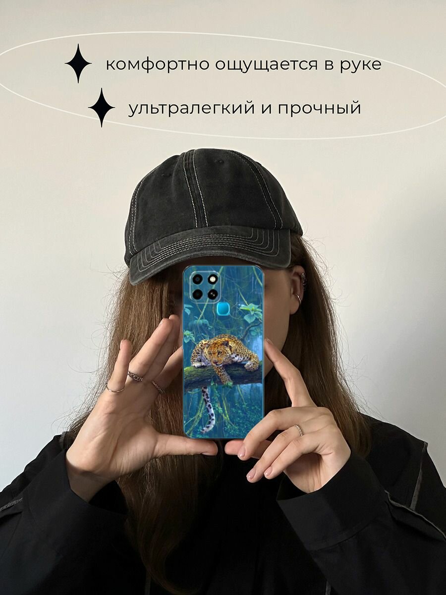 Чехол на Infinix Smart 6 / Инфиникс Смарт 6 с принтом "Леопард охотник" — фото 1