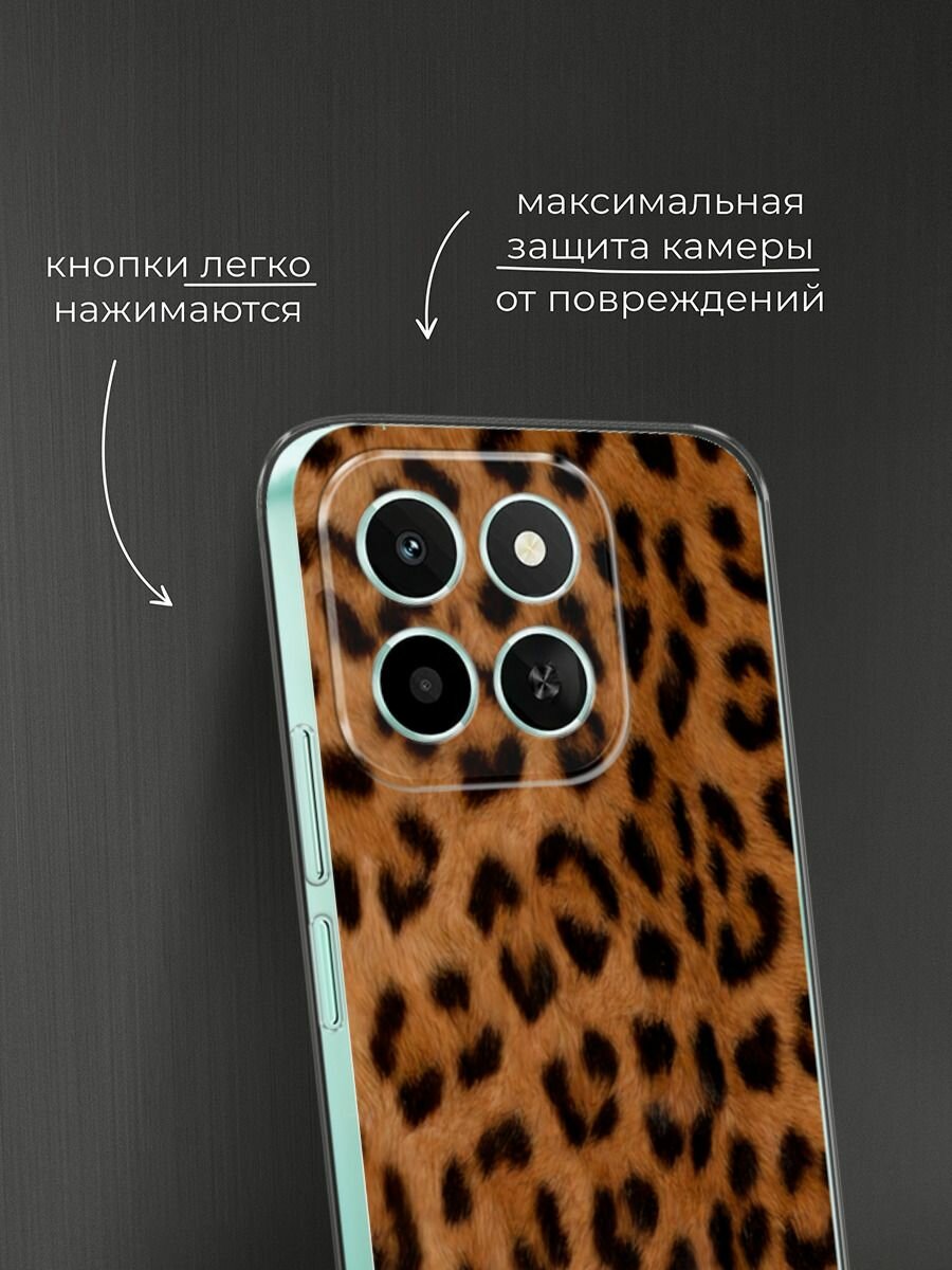 Силиконовый чехол на Honor X6c / Хонор X6c с принтом "Мех леопарда" — фото 1