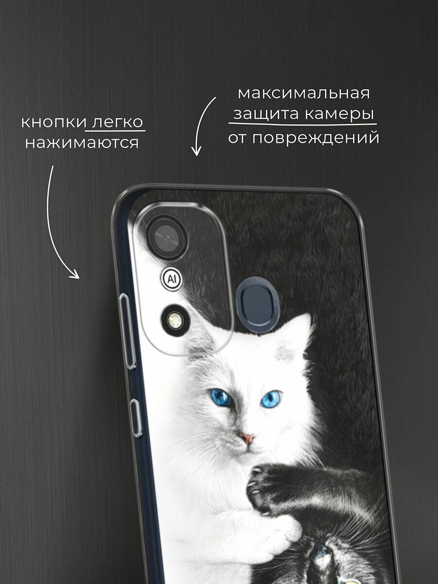 Силиконовый чехол на Itel A27 / Ител А27 с принтом "Коты Инь-Янь" — фото 1