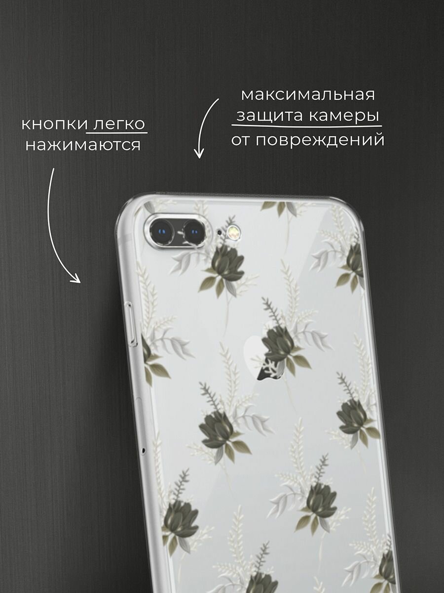 Чехол на Apple iPhone 7 Plus / Айфон 7 Плюс с принтом "Паттерн цветы сепия" — фото 1