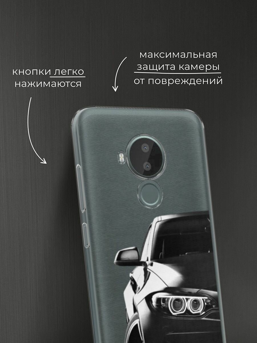 Чехол на Nokia C30 / Нокия C30 с принтом "Крутая черная машина", прозрачный — фото 1
