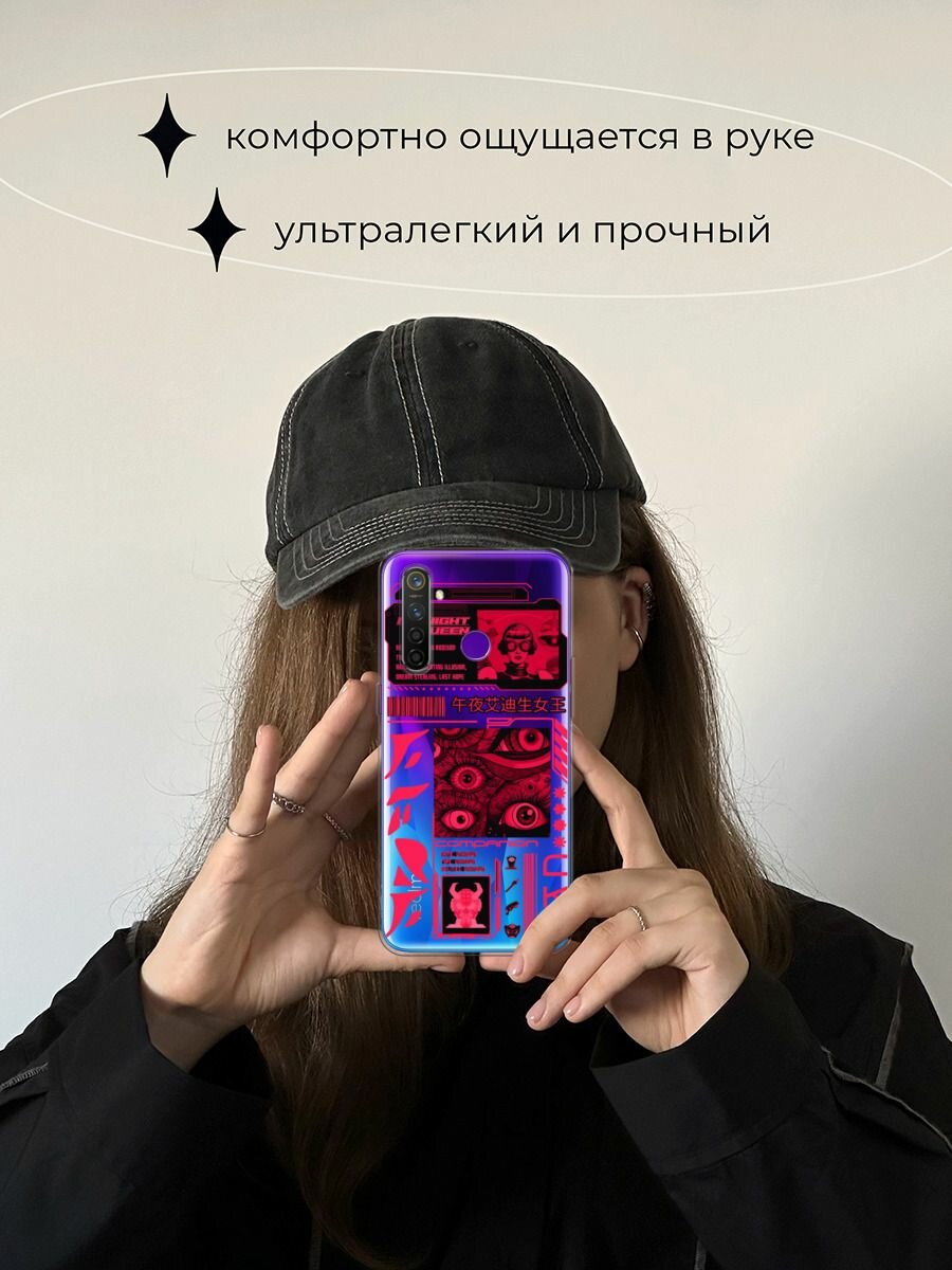 Чехол на Realme 5 Pro / Реалми 5 Про с принтом "Mionight queen", прозрачный — фото 1
