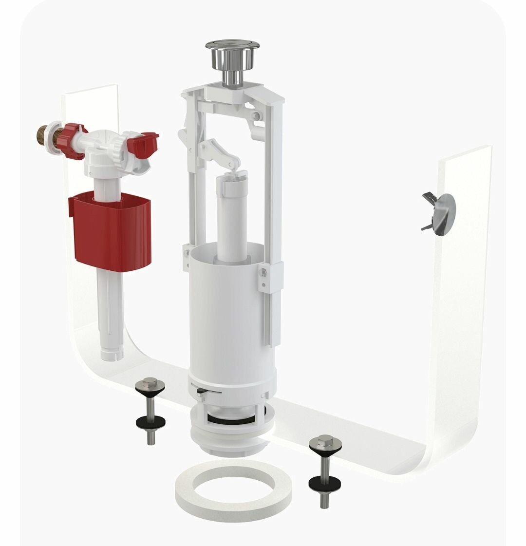 Арматура для бачка унитаза AlcaPlast SA2000K 1/2", комплект с боковой подводкой 1/2" латунь, стоп-кнопка 1 режим