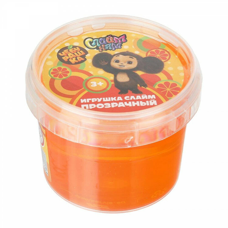 Игрушка Слайм (Слайм-Ням) Чебурашка прозрачный цветной 100 г арт. SM-CHB-140319. Количество в наборе 2 шт.