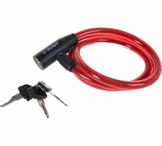 Тросовый замок Зубр Мастер 3 ключа в комплекте длина троса 950 мм d 10 мм 37263-95