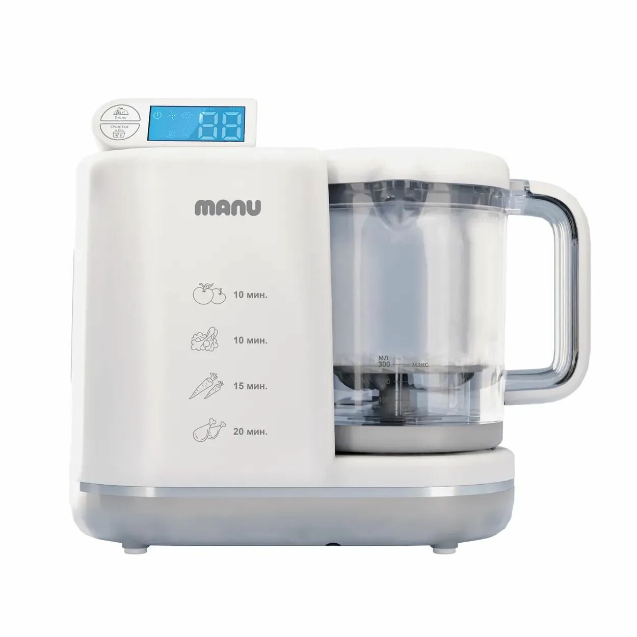 Пароварка-блендер Manu MN-1030, сенсорное управление, пластик, белый