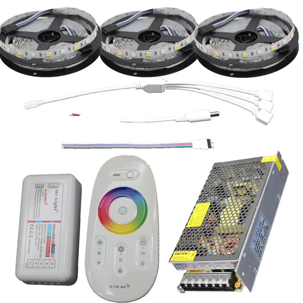 RGB светодиодная лента Taslauk 15m, IP65, RGBWW, 12В, 5 шт.