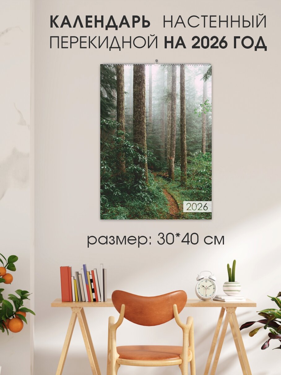 Настенный перекидной Календарь Амарант "Природа 2026", бумага, 30 x 40 см