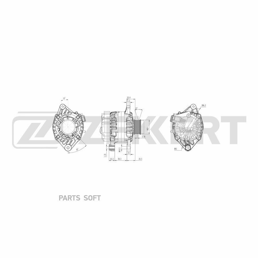ZEKKERT GE-1027 Генератор Hyundai Solaris II 17- i30 III 17- Elantra VI 16- Creta 16- Kia Rio IV 17- Ceed III 1 ()