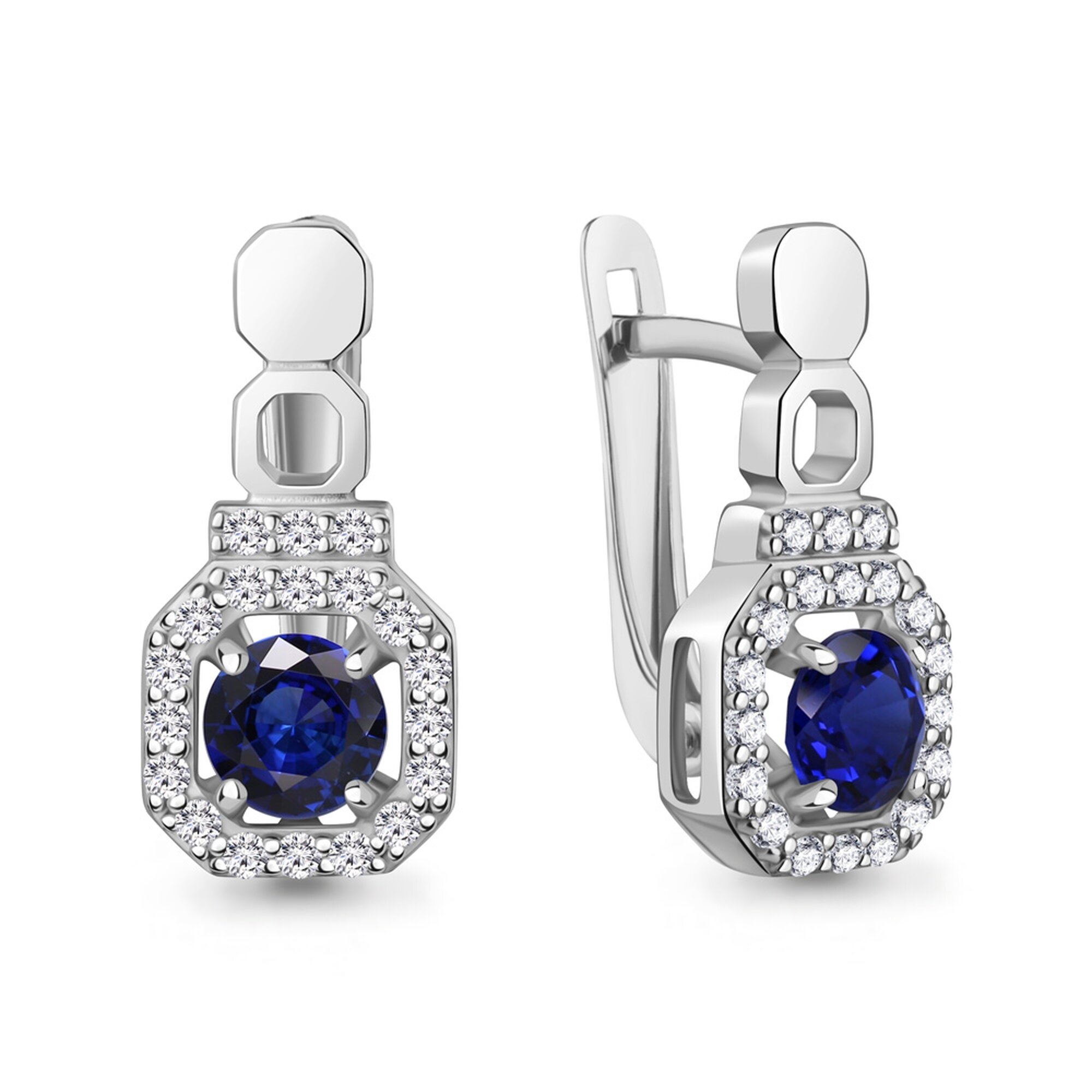 Серьги, серебро, 925 проба, родирование, фианит